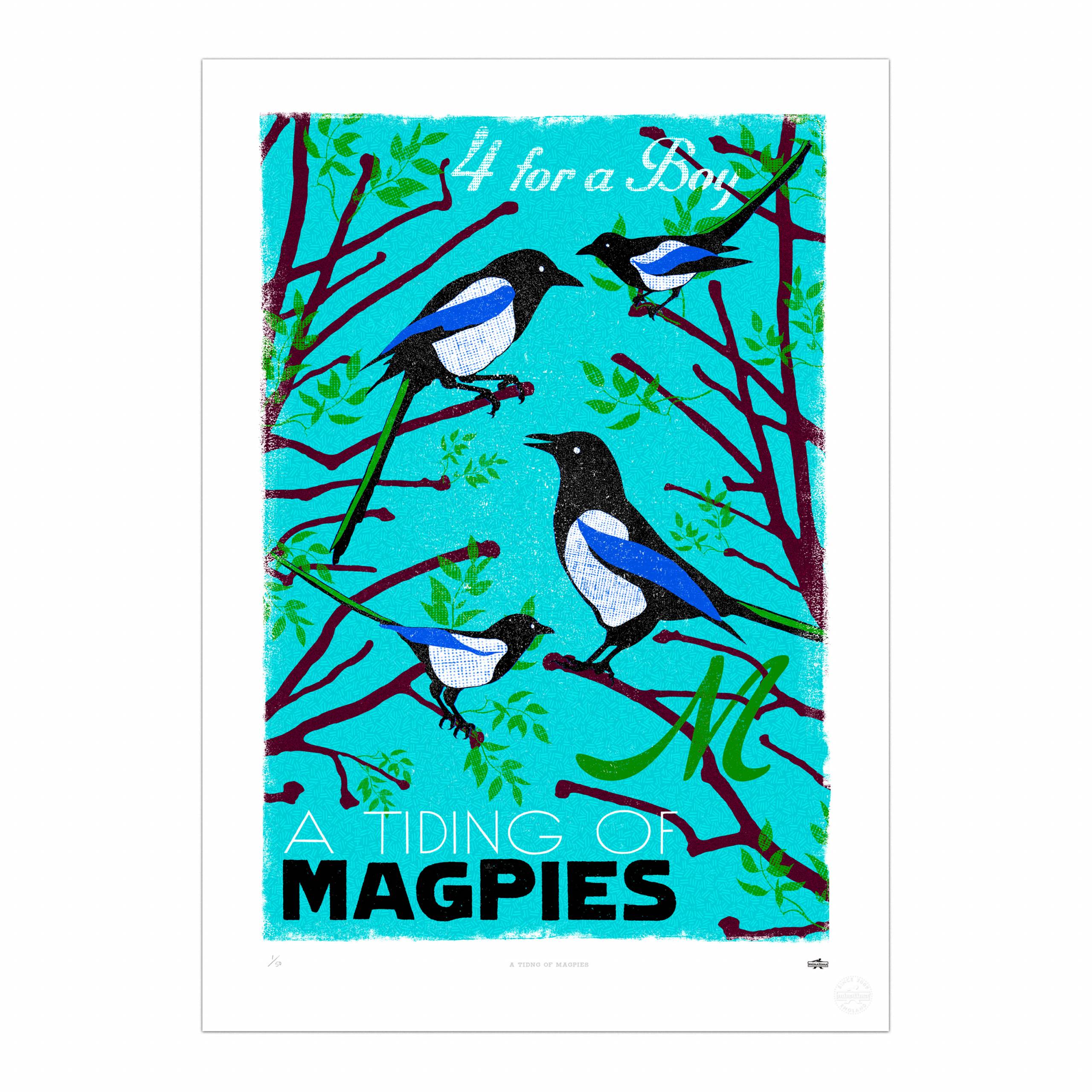 A Tiding of Magpies - Boy Print - MinaLima