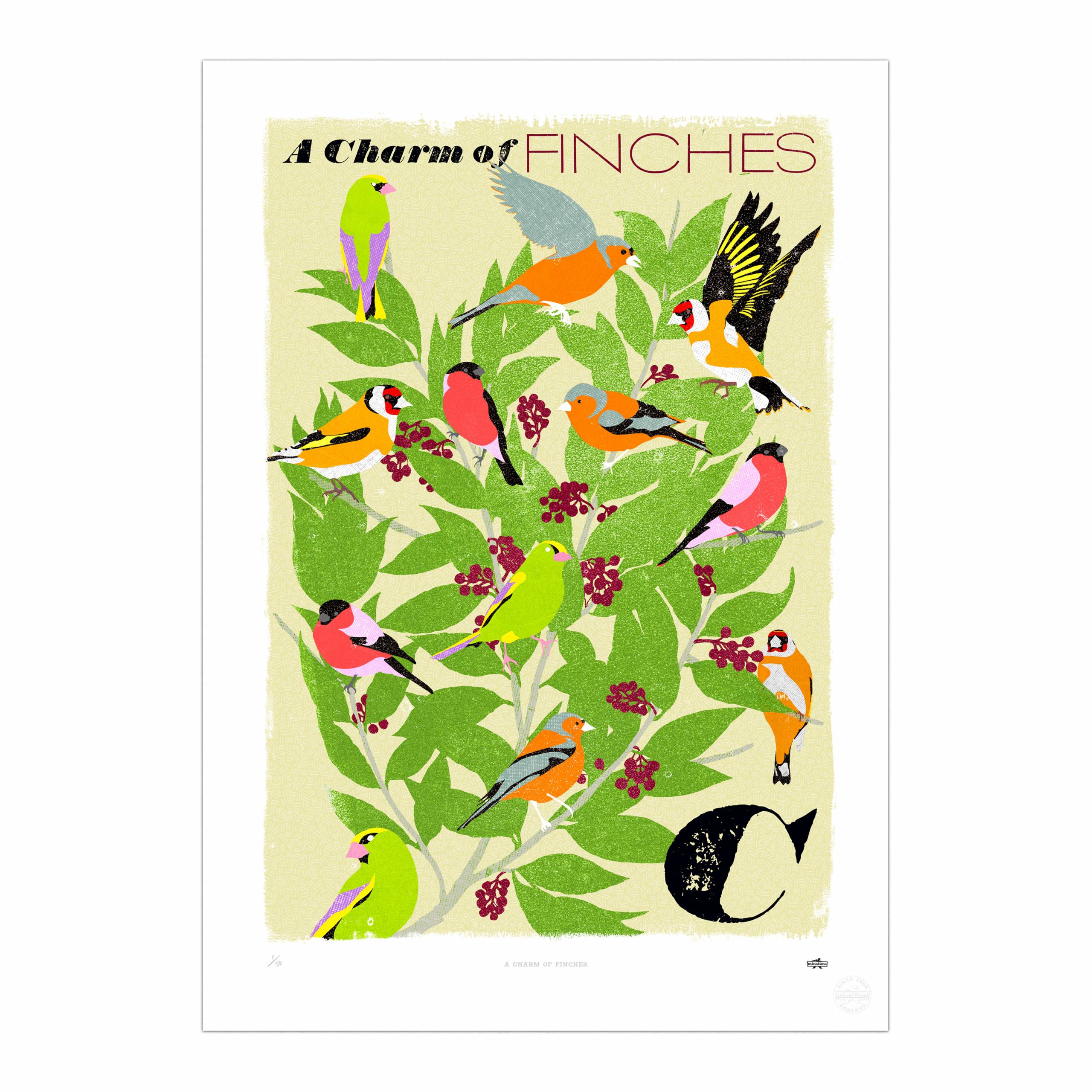 A Charm of Finches Print - MinaLima