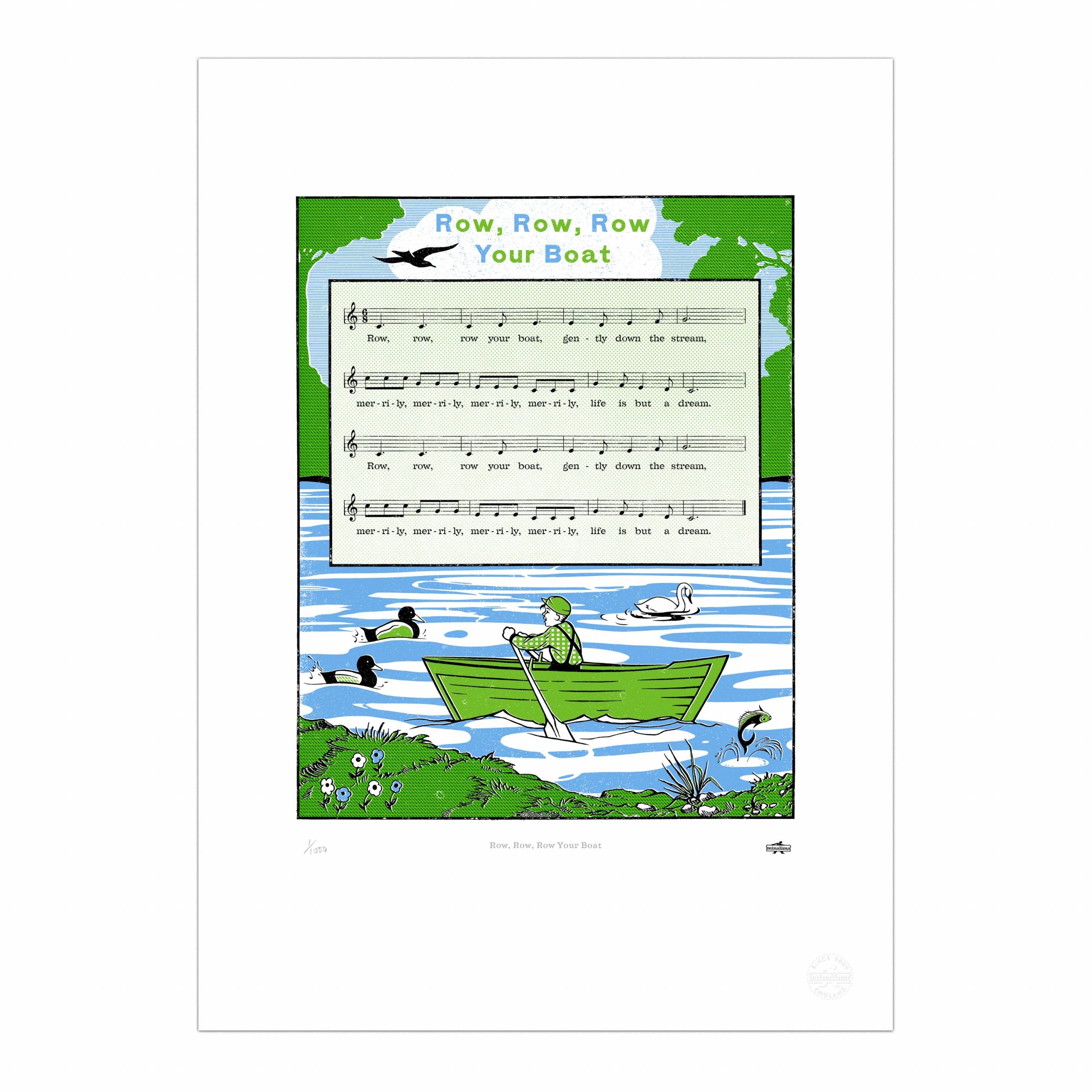 Row, Row, Row Your Boat - Nursery Rhyme Print - MinaLima