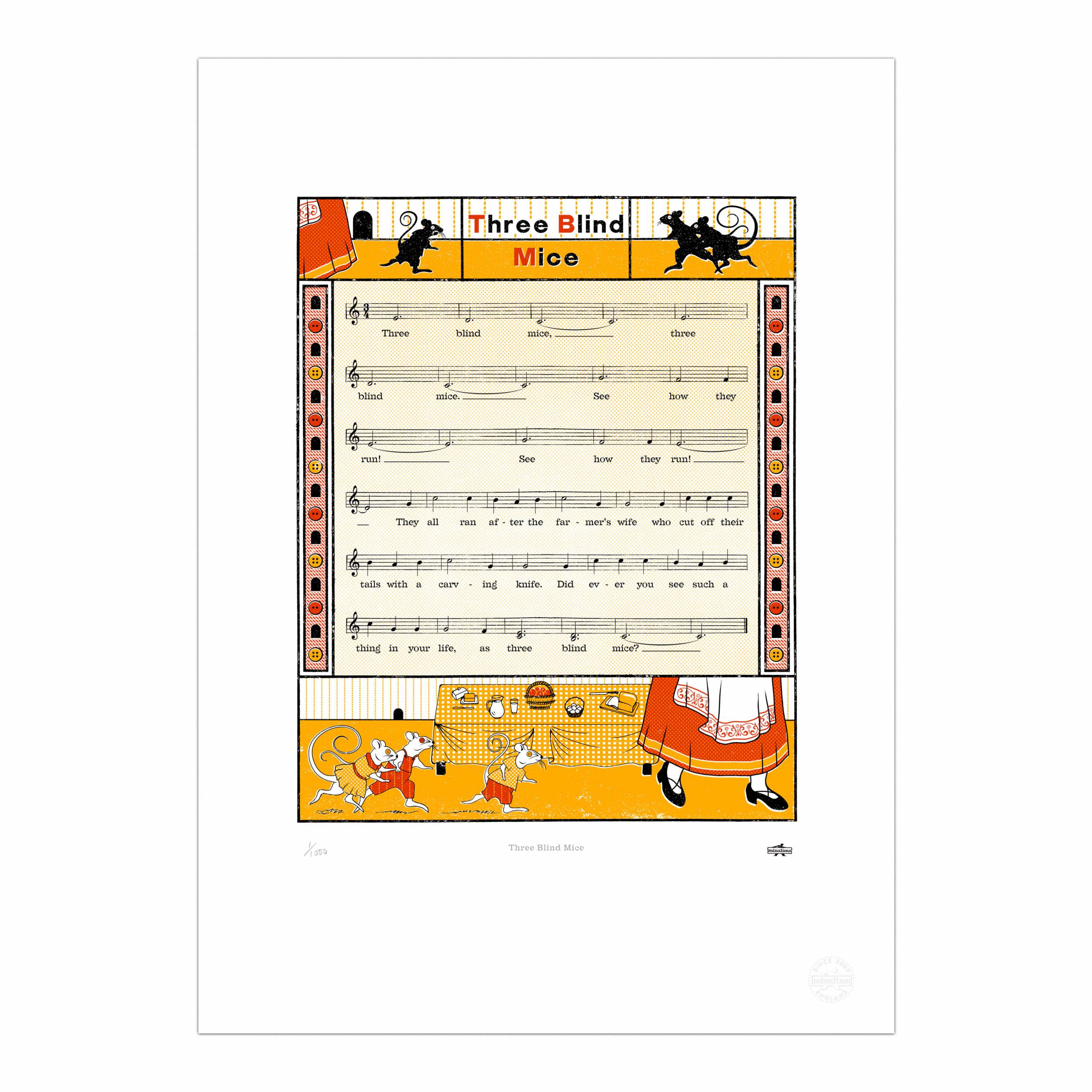 Three Blind Mice - Nursery Rhyme Print - MinaLima