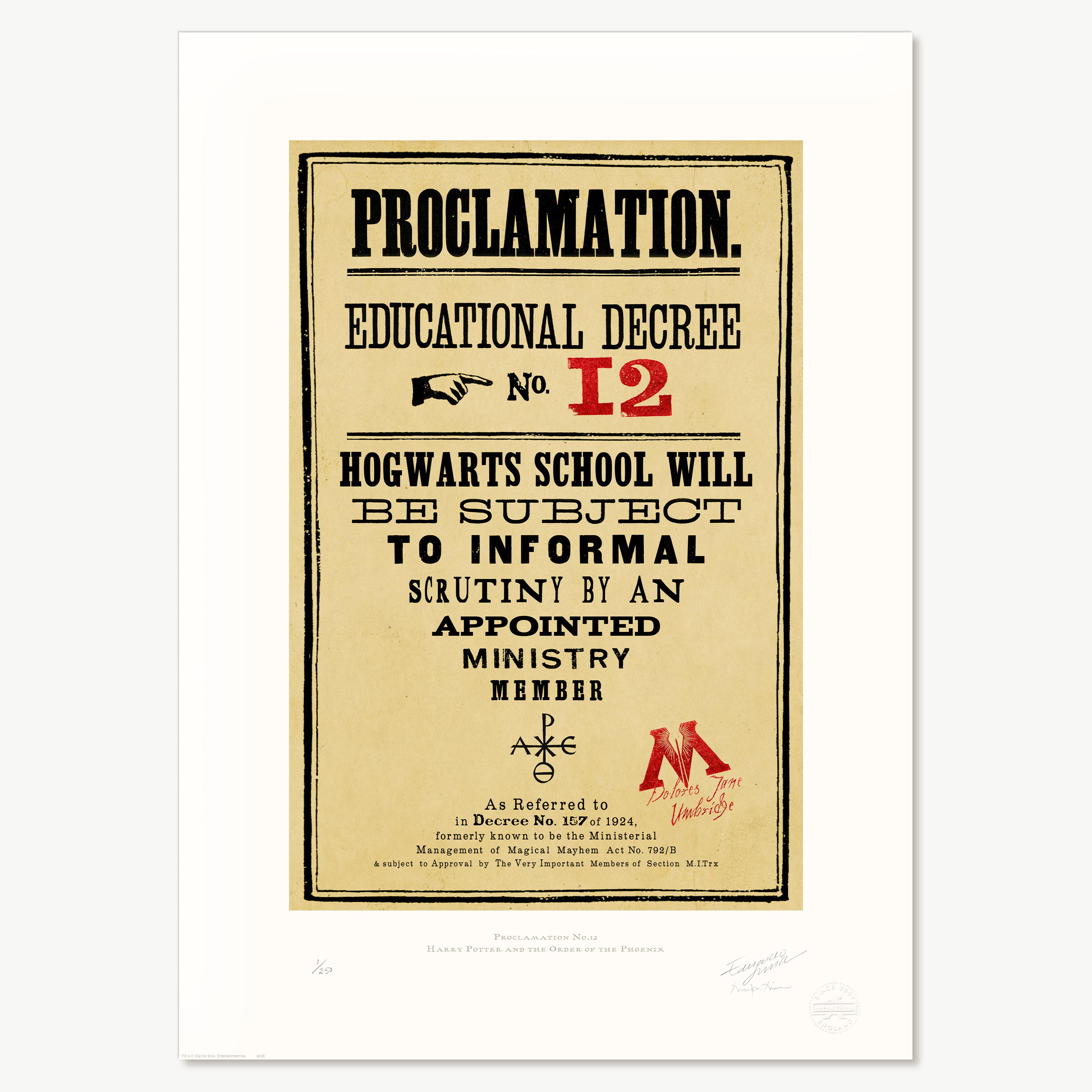 Ministry of Magic - Proclamation No.12 - MinaLima