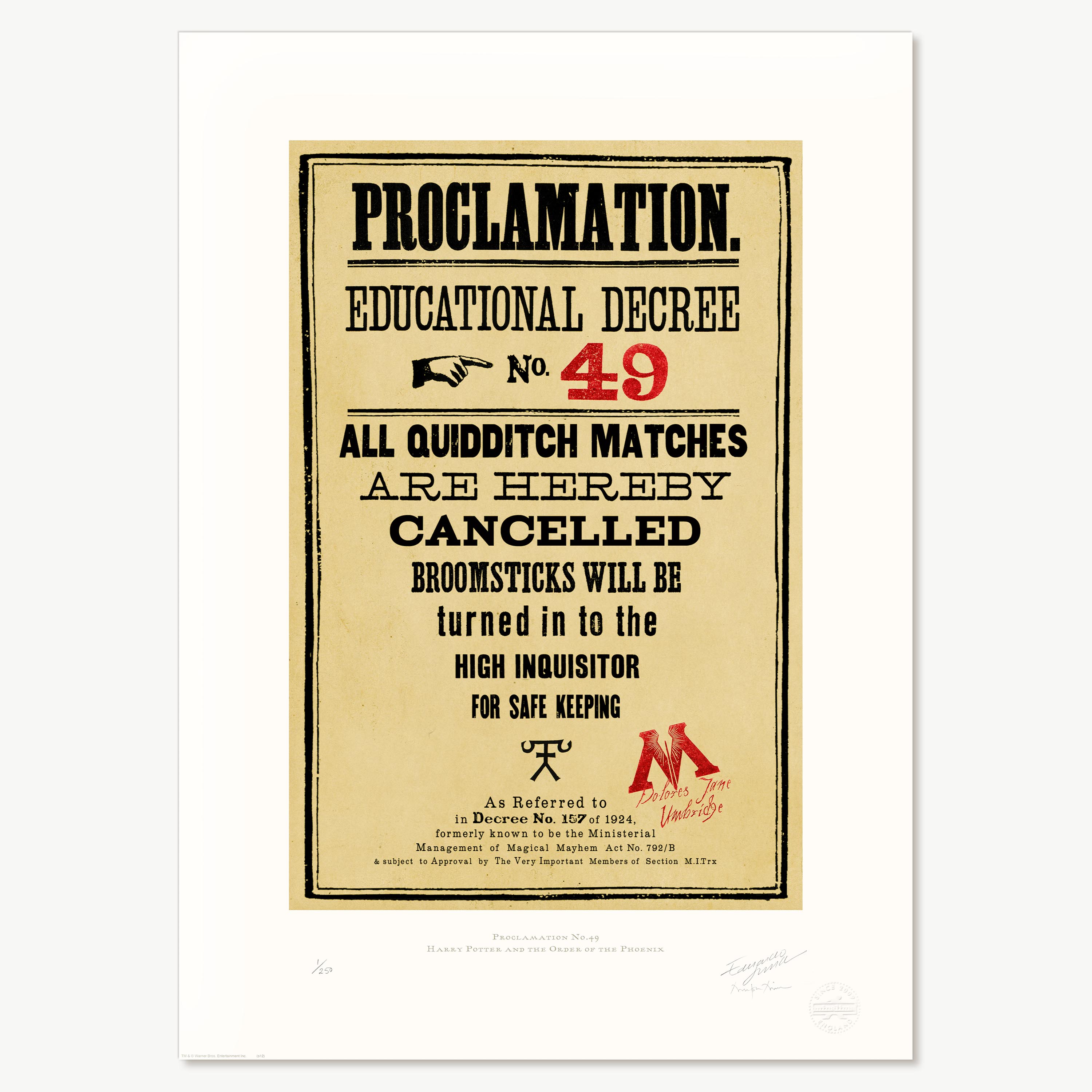 Ministry of Magic - Proclamation No.49 - MinaLima