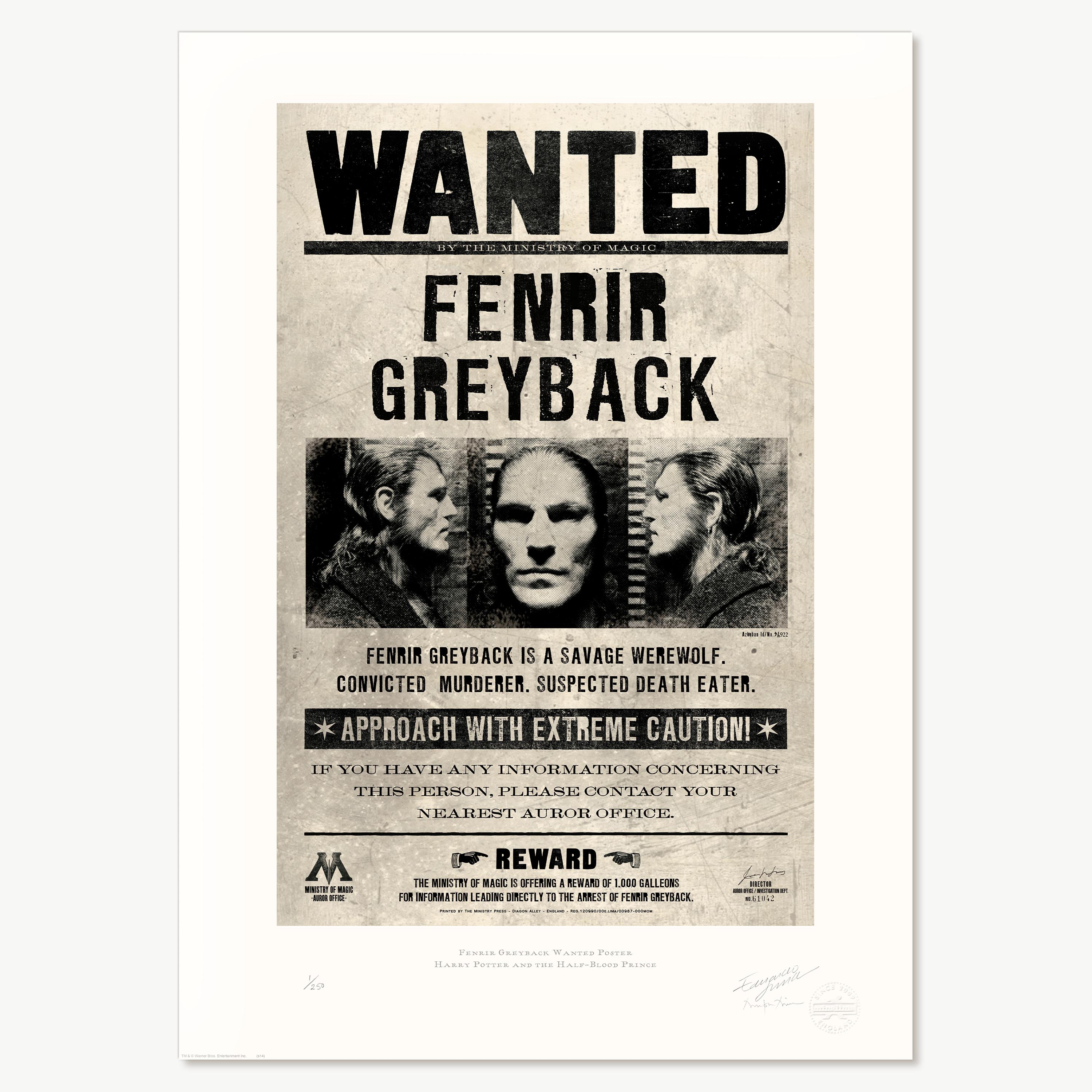 Fenrir Greyback Wanted Poster - MinaLima